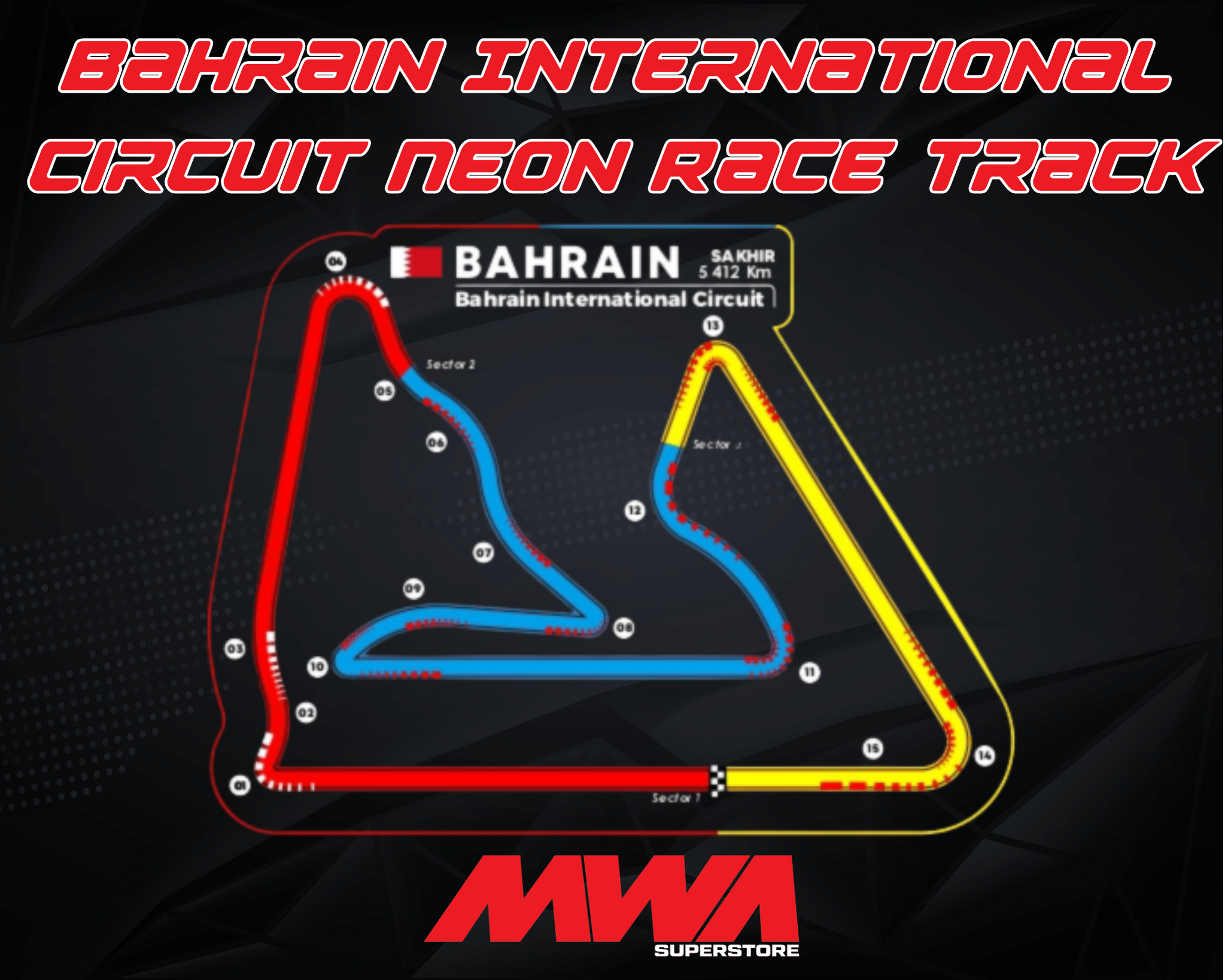Bahrain International Circuit Neon Race Track — Motor Sports Wraps